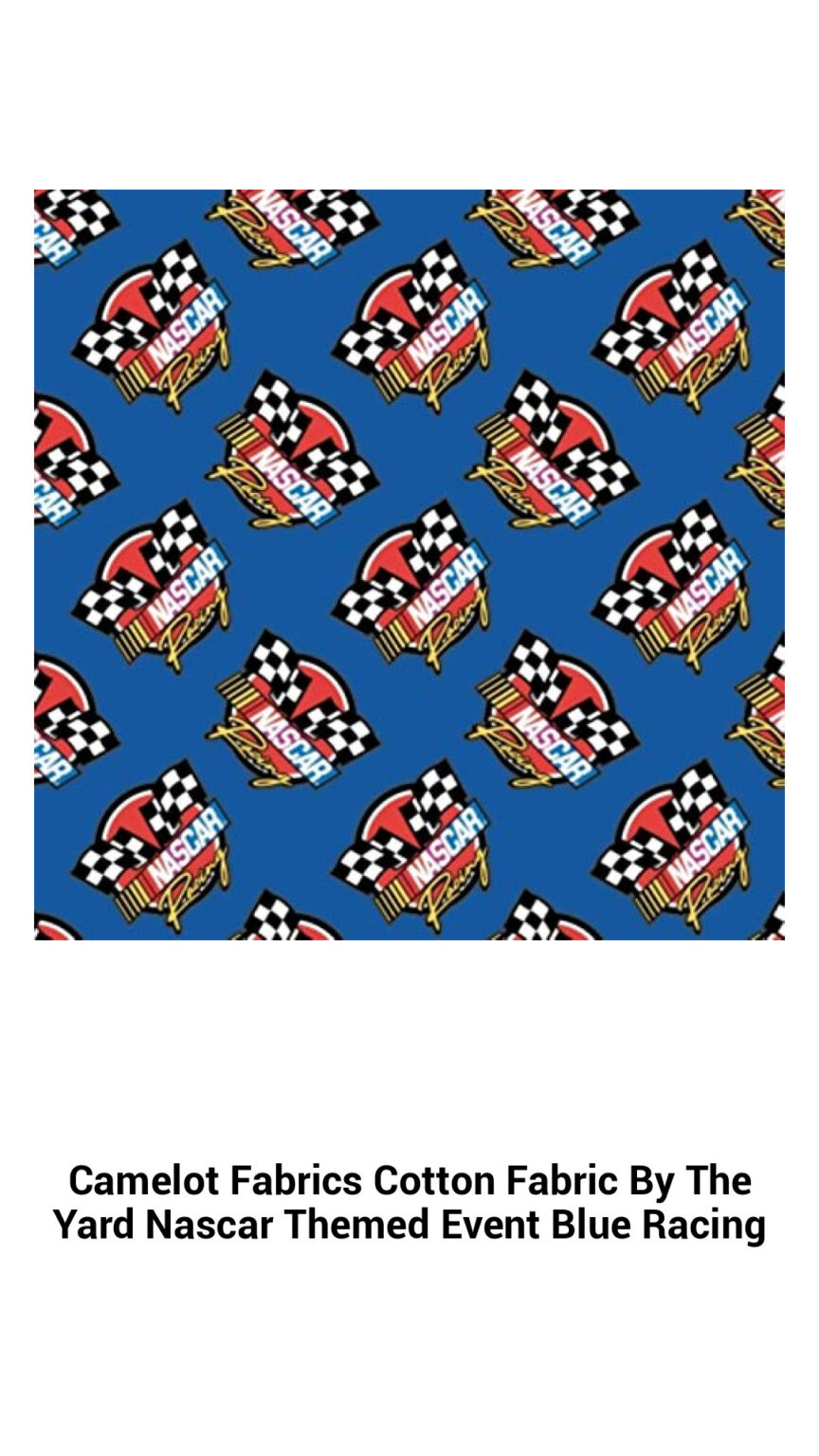 High-Speed NASCAR Themed Blue Cotton Fabric by Camelot Fabrics ...