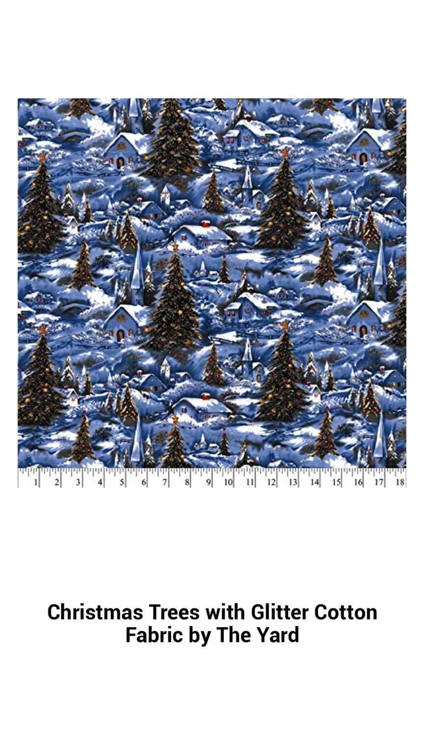 Sparkling Christmas Trees Cotton Fabric by the Yard – Perfect for ...