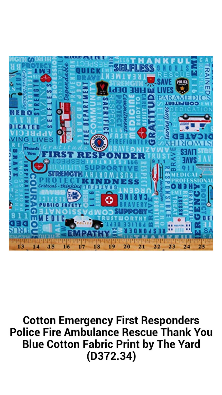 Premium Blue Cotton Fabric Print for Emergency Responders – Police ...