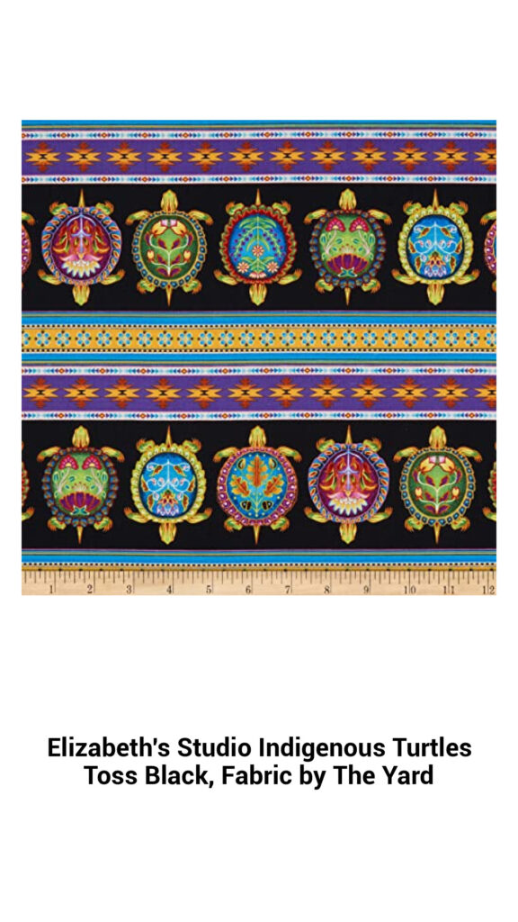 Indigenous Turtles Toss Black Fabric - Premium Cotton for Quilting and ...