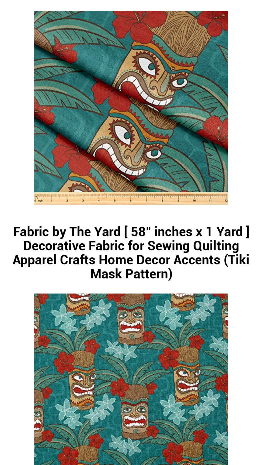 Premium Tiki Mask Decorative Fabric by The Yard – 58" x 1 Yard of ...