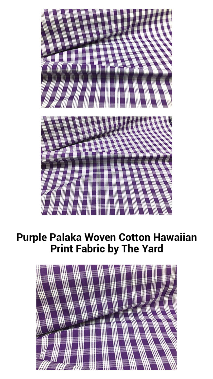 Vibrant Purple Palaka Hawaiian Print Cotton Fabric - Premium Woven ...