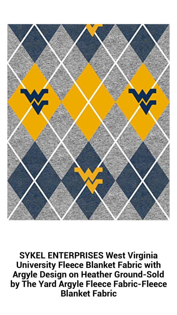 Premium West Virginia University Argyle Fleece Blanket Fabric – Cozy ...
