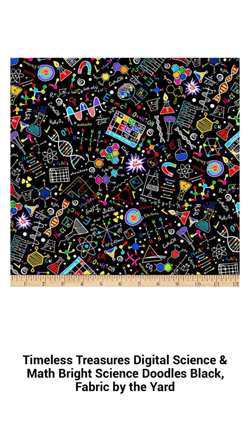 Vibrant Science & Math Doodles Cotton Fabric for Creative Projects ...