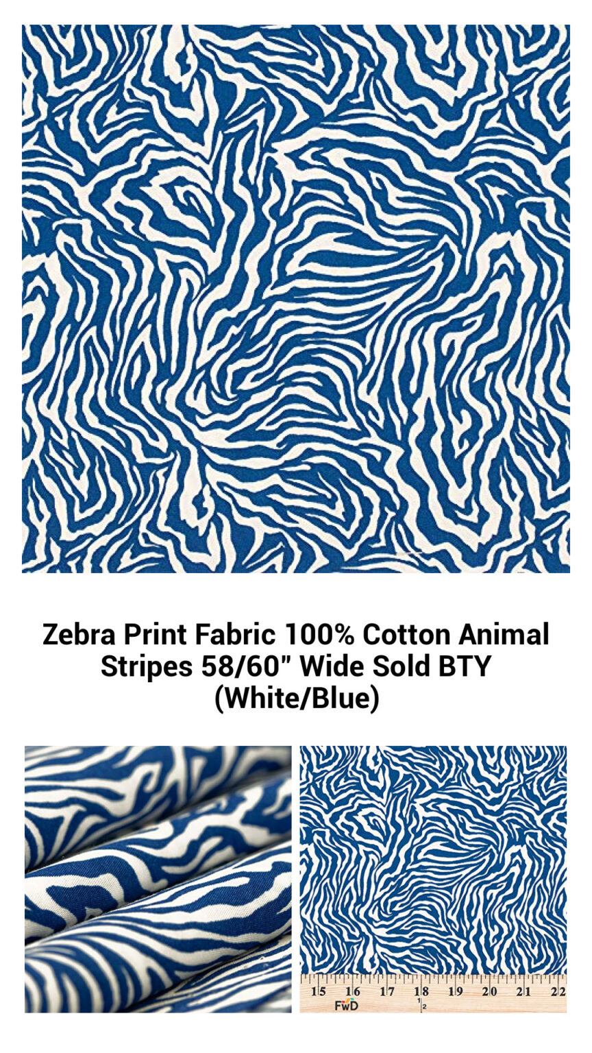 Luxurious Zebra Print 100% Cotton Fabric – Bold Animal Stripes in White ...